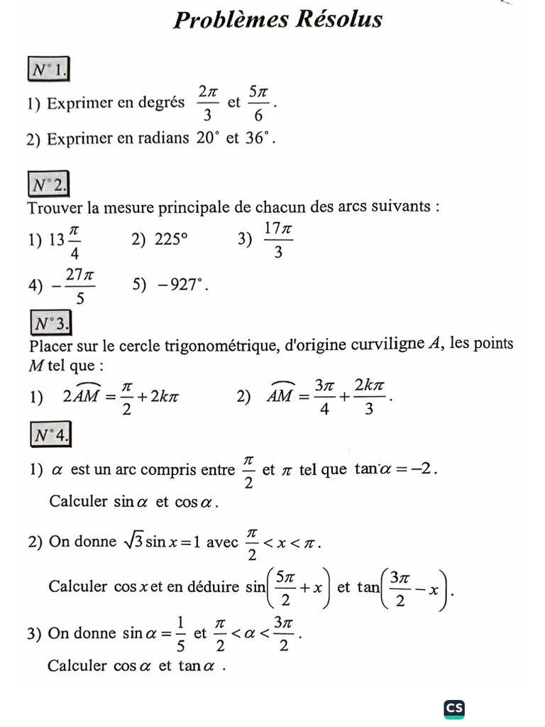 Exercices Supplémentaires - Trigo | PDF