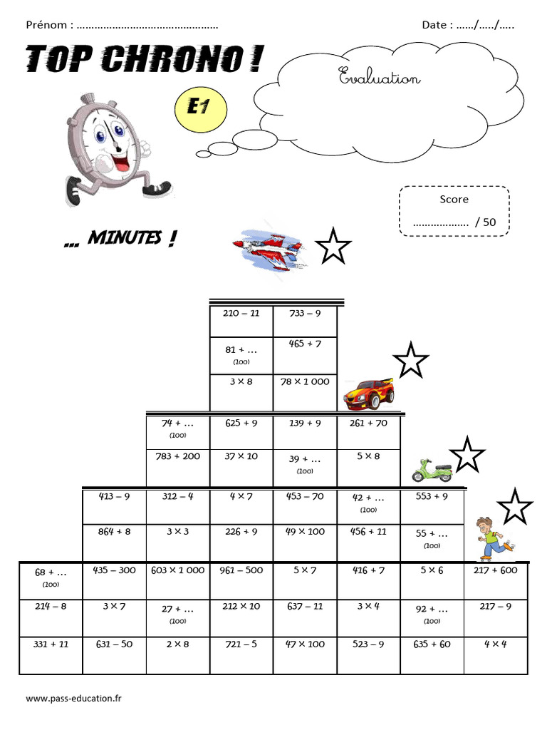 Evaluation Période 1 Top Chrono cm2 | PDF