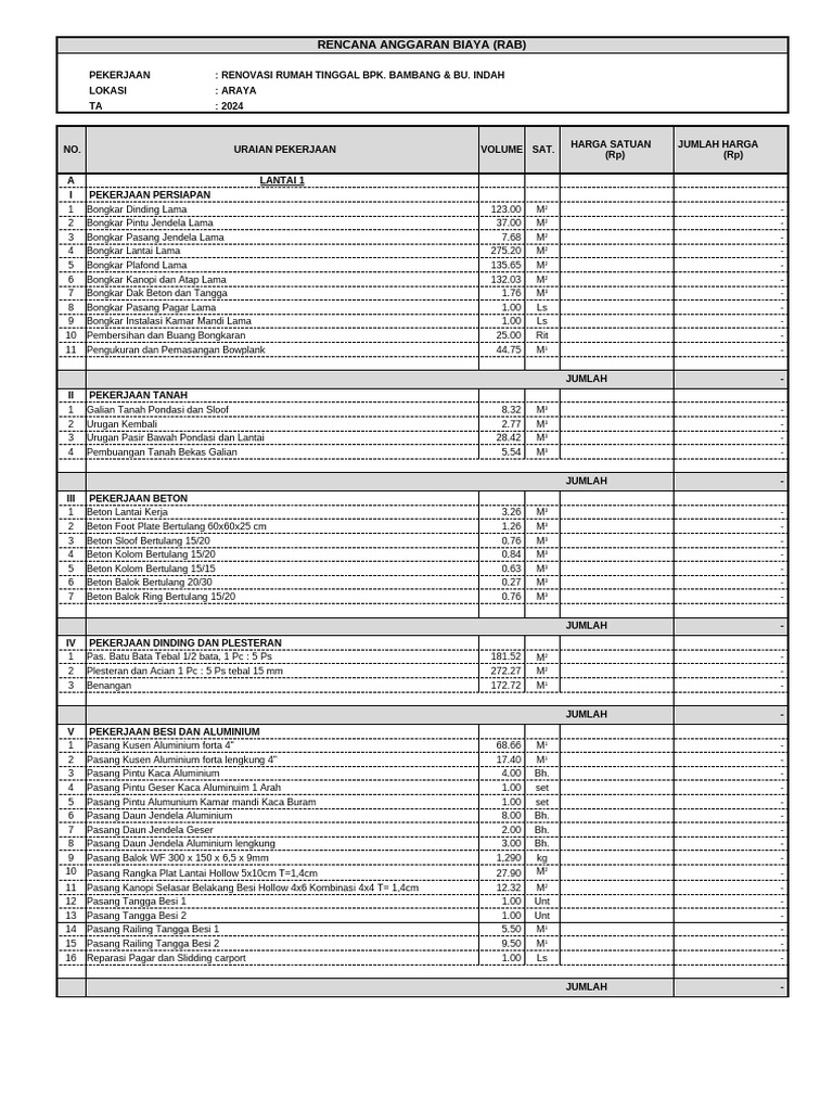 Rab Renov Rumah Pak Bambang Kirim Mas Andik | PDF
