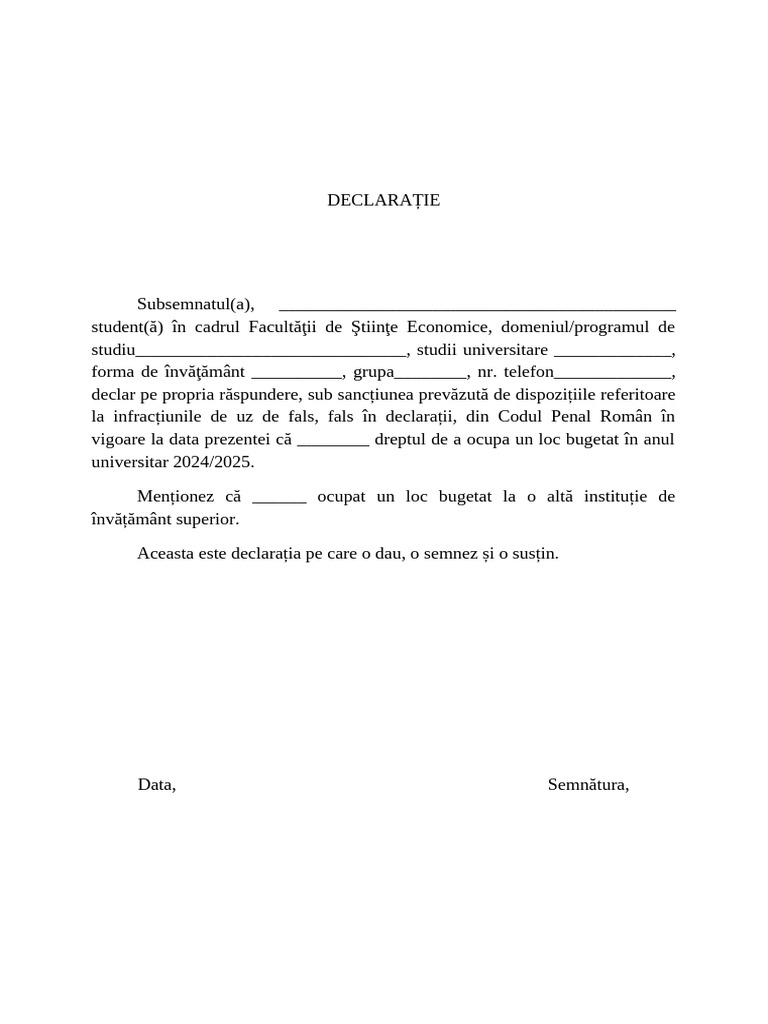 Model Declaratie Subvenție Buget | PDF