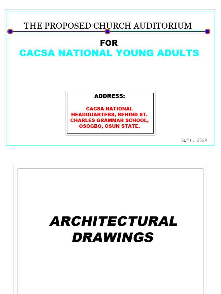 Proposed Church Auditorium For Cacasa Young Adult | PDF