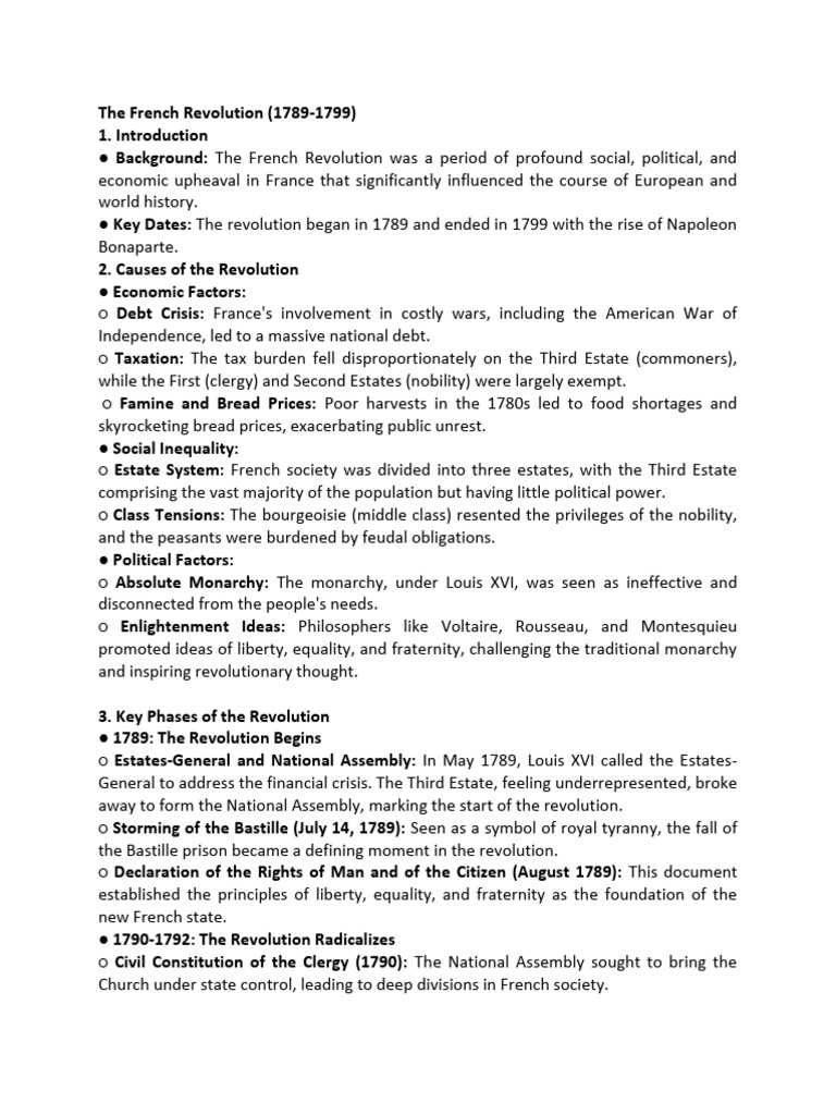 Short French Revolution | PDF | French Revolution | Reign Of Terror