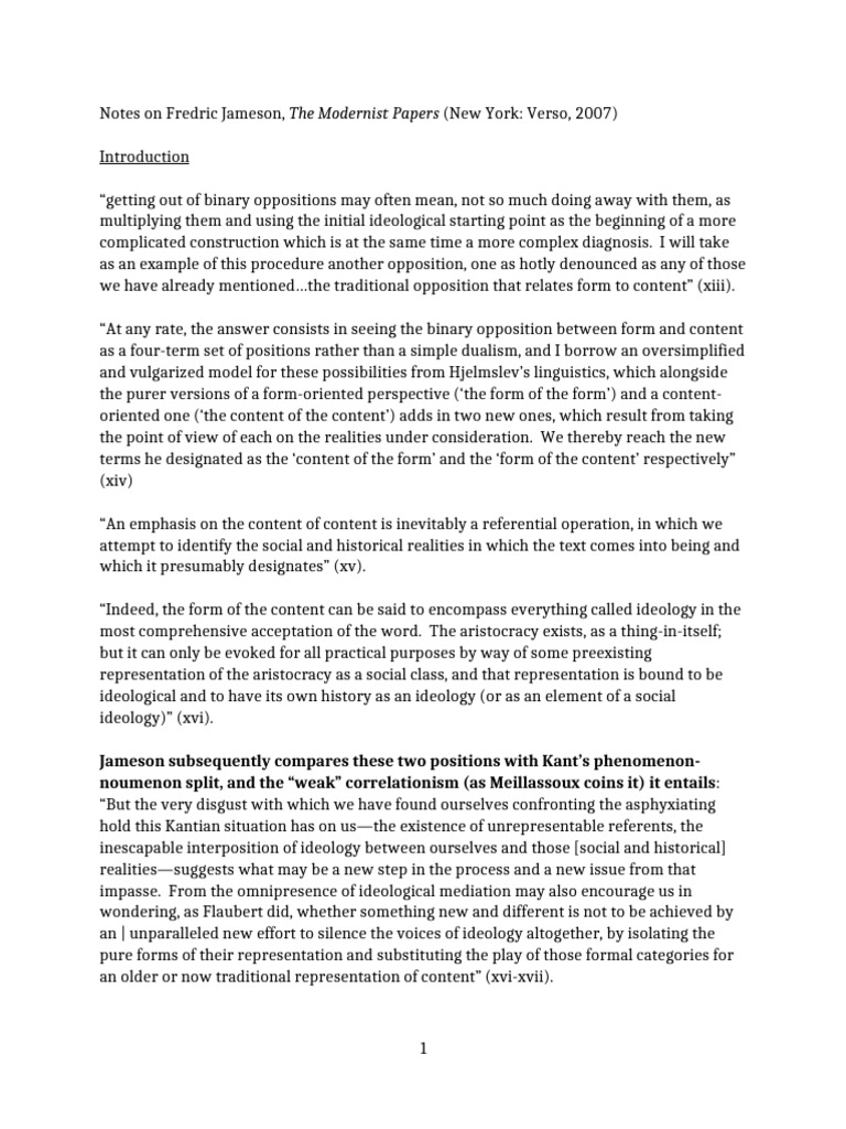 (2007) The Modernist Papers (Jameson) | PDF