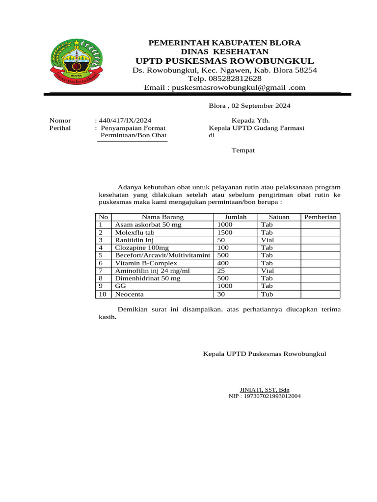 Format Bon Obat | PDF