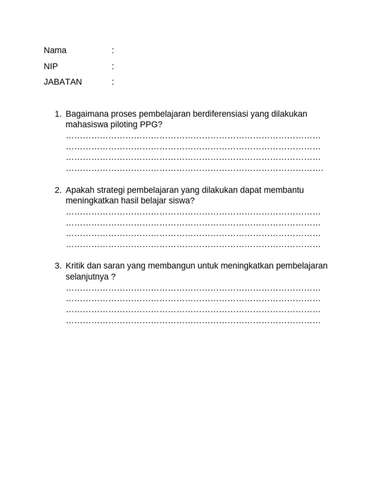 Format Umpan Balik Guru | PDF
