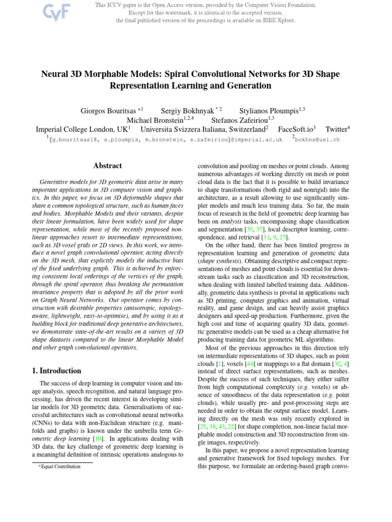 Bouritsas Neural 3d Morphable Models Spiral Convolutional Networks For 3d Shape Iccv 2019 Paper