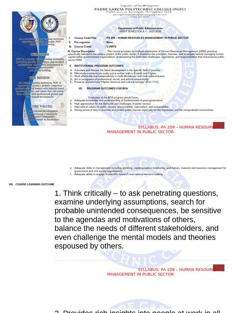 Pa 209 Human Resources Management in Public Sector | PDF