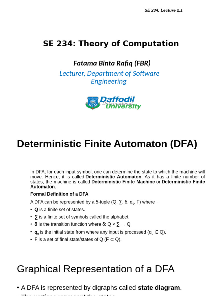 Toc - Lecture 2.1 Dfa Nfa | PDF