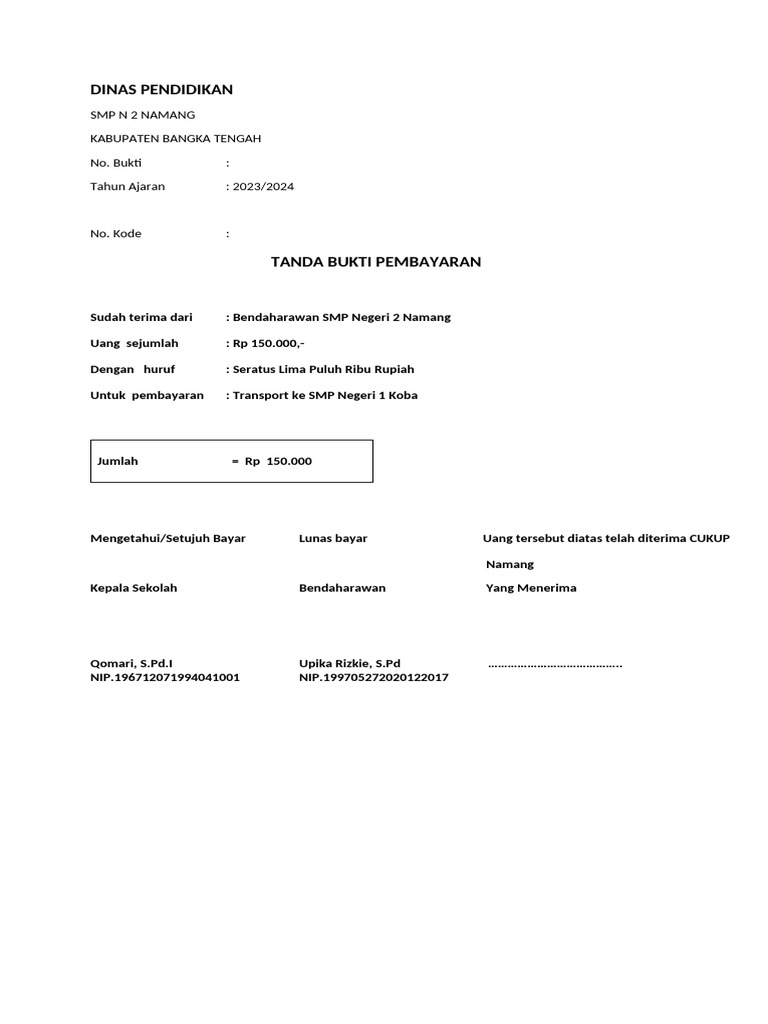 TANDA BUKTI PEMBYRAN SPD KOBA - For Merge | PDF