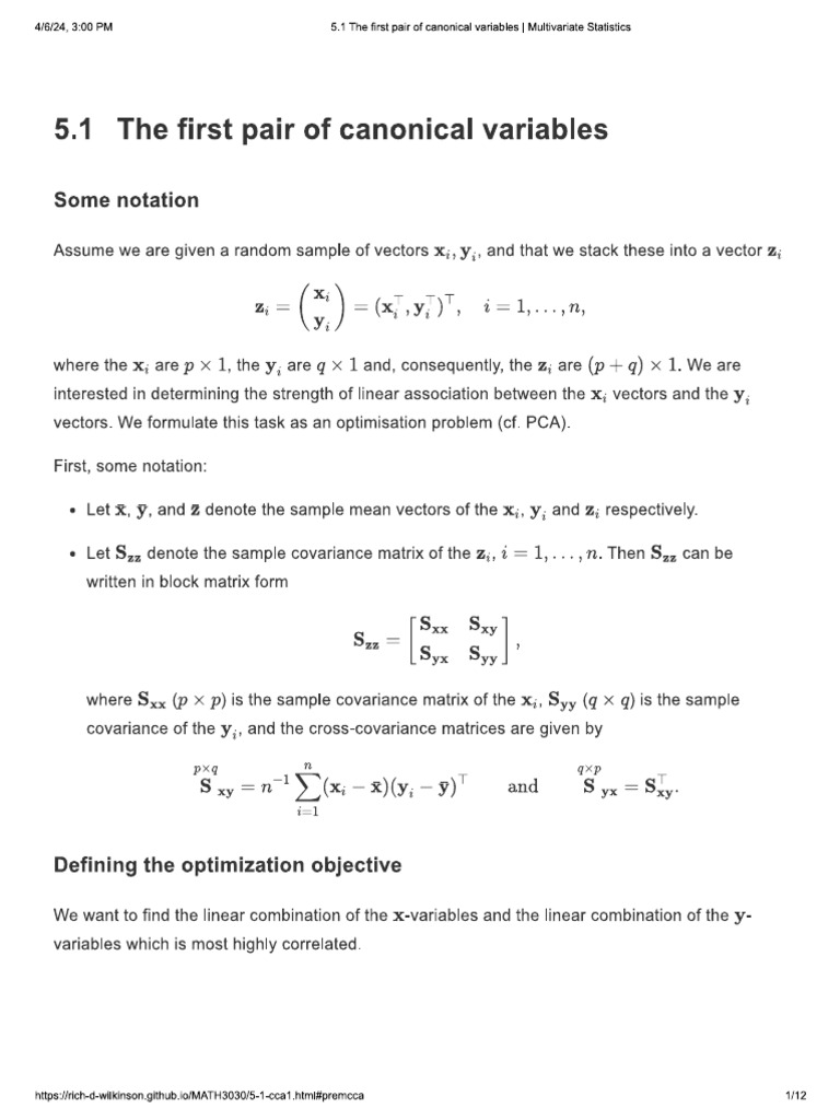 canonical correlation analysis_notes | PDF
