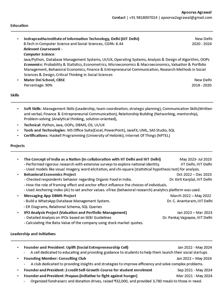 Apoorva CV | PDF