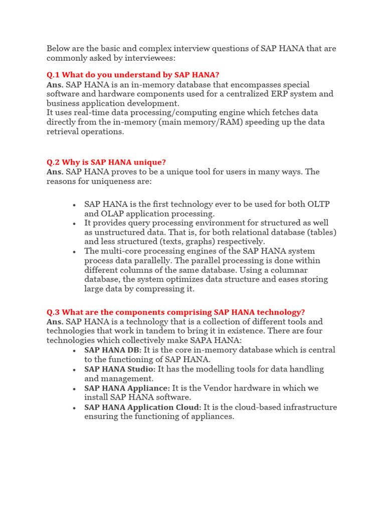 Hana_basic_interview_questionary_1726556337 | PDF