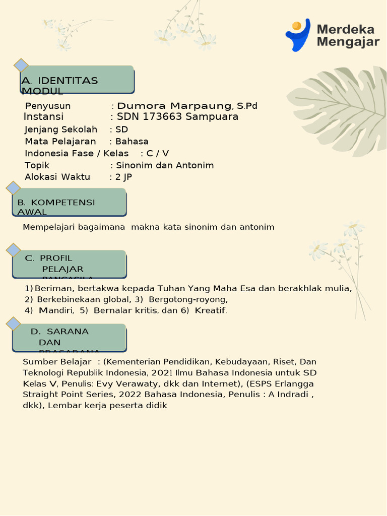 Modul Ajar Dumora | PDF