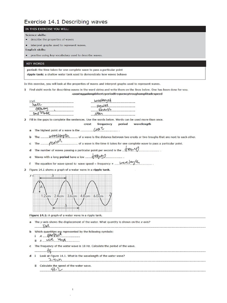 Chapter 14 Waves English Skills | PDF