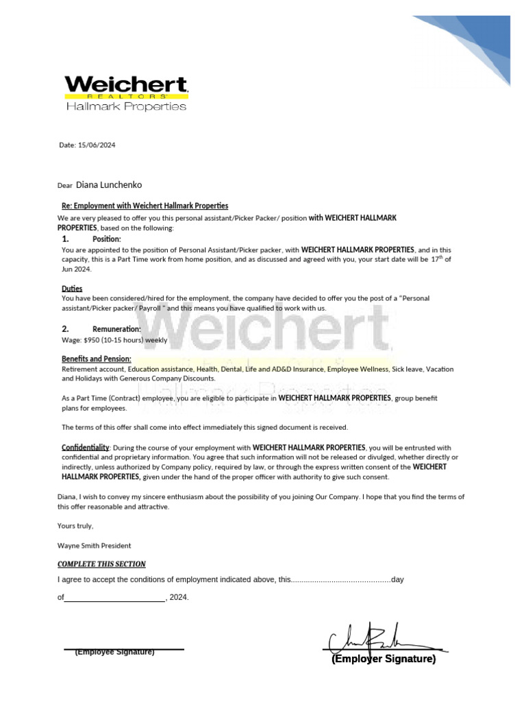 Contract Letter | PDF