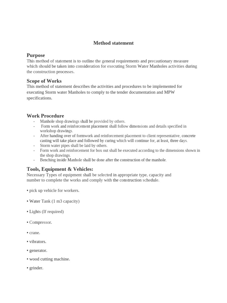 Method Statement | PDF