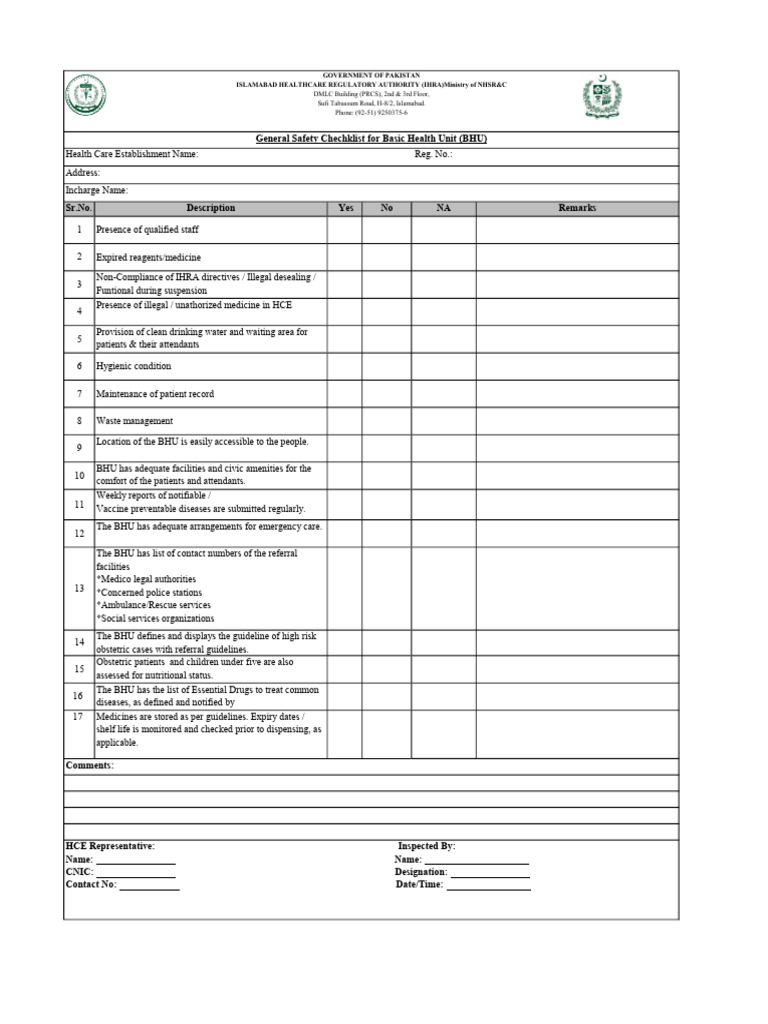 General Safety Checklist BHU | PDF
