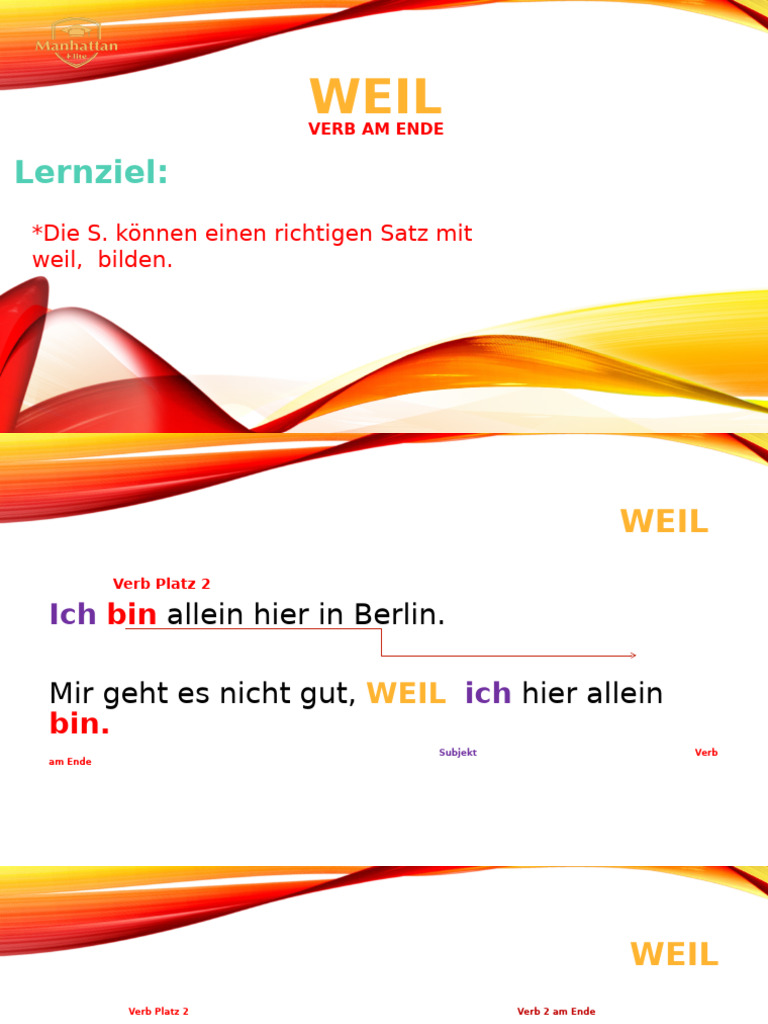 Nebensatz Mit Weil Grammatikerklarungen - 138034 | PDF