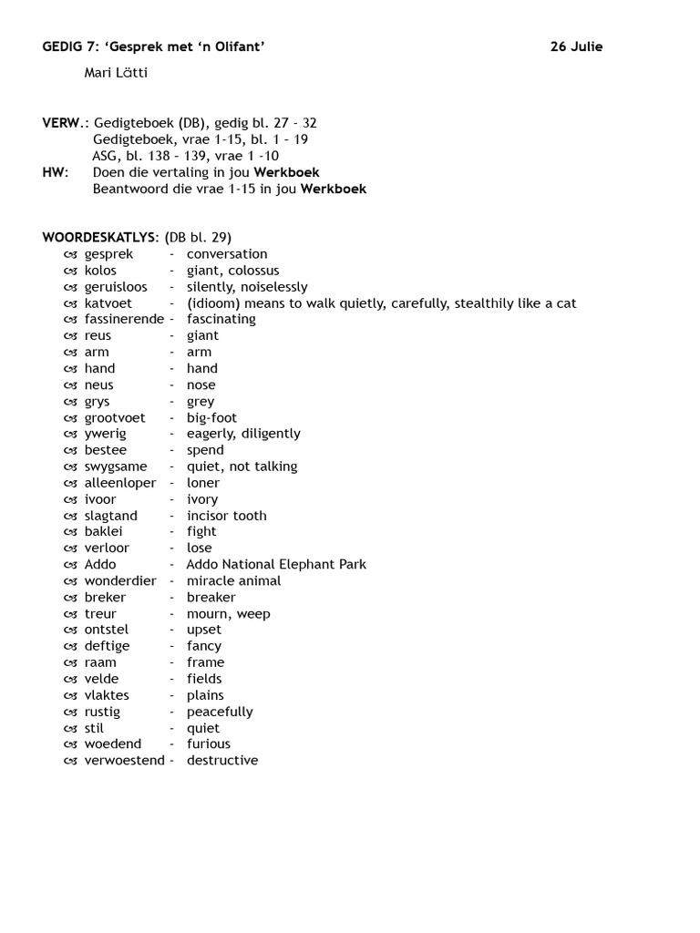 7.1 Gesprek Met 'N Olifant HA 24072023 | PDF