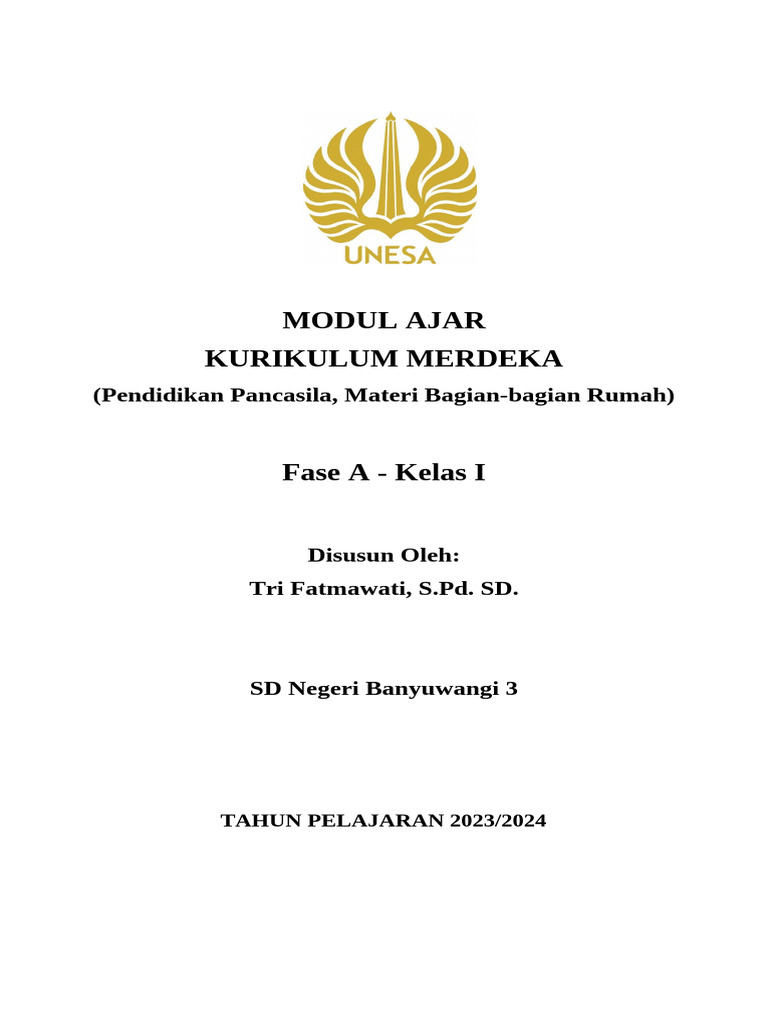 MODUL AJAR A PPKN KLS 1 (2) Tri | PDF