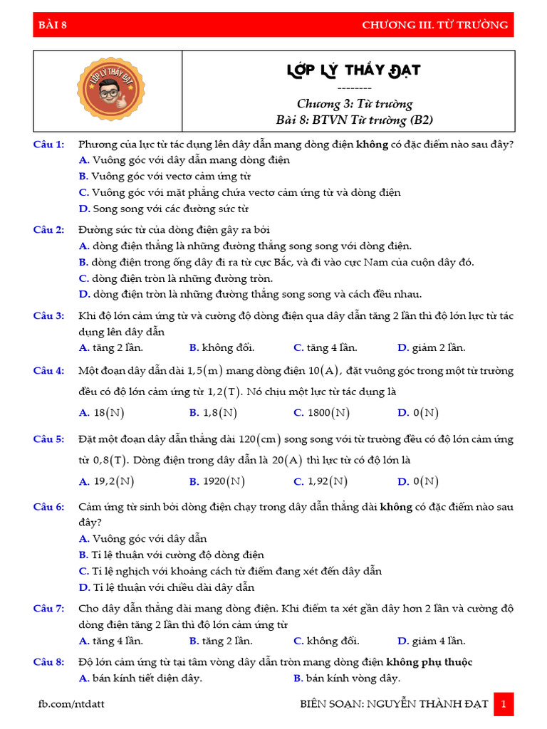 Bài 8. BTVN T Trư NG B2 | PDF