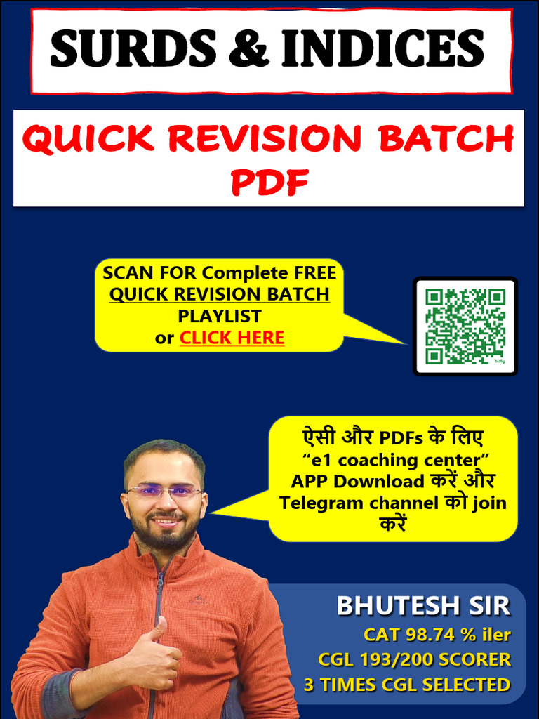 Surds and Indices Quick Revision Guide | PDF | Mathematics | Teaching ...