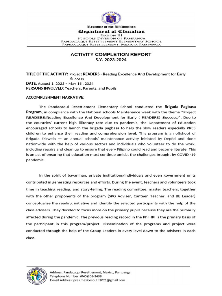 ACR - Project READERS-program | PDF