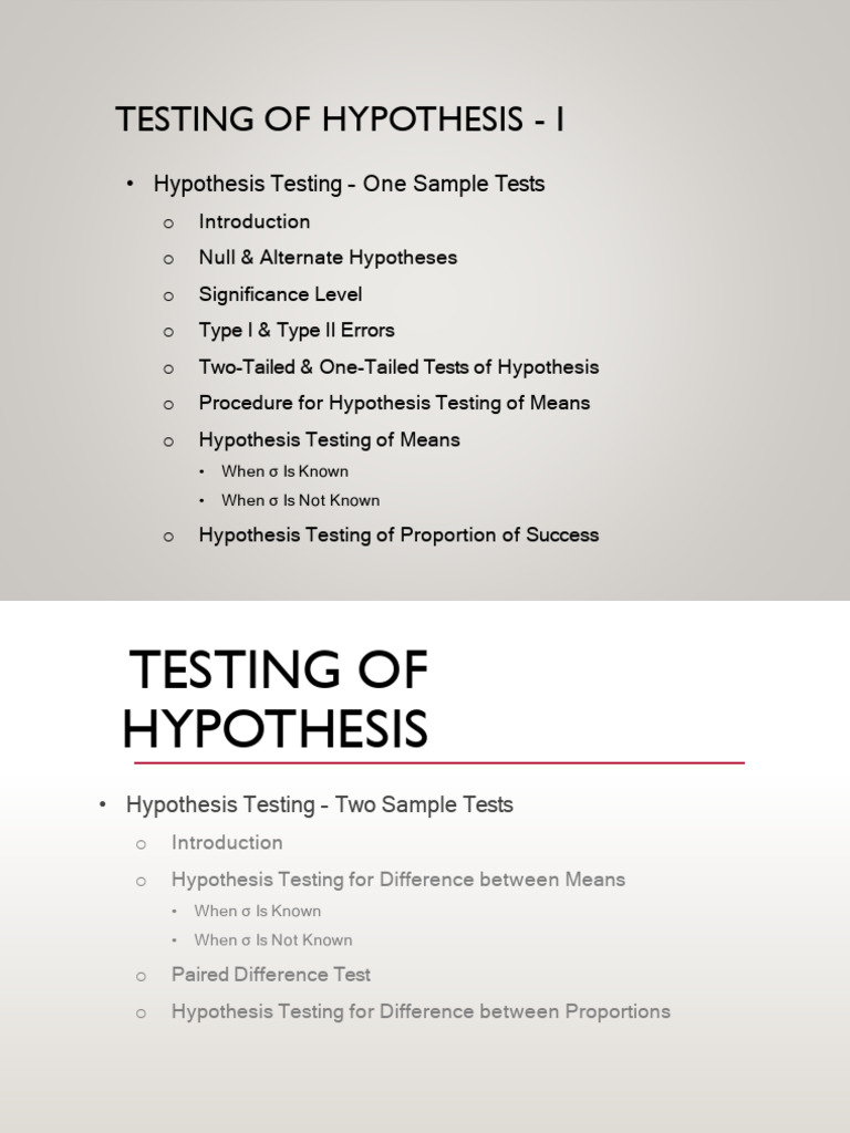 Lecture 9 - Testing of Hypothesis I | PDF