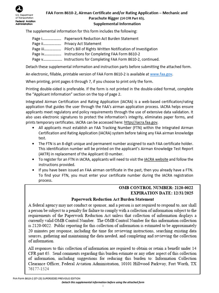 Faa Form 8610-2 | PDF