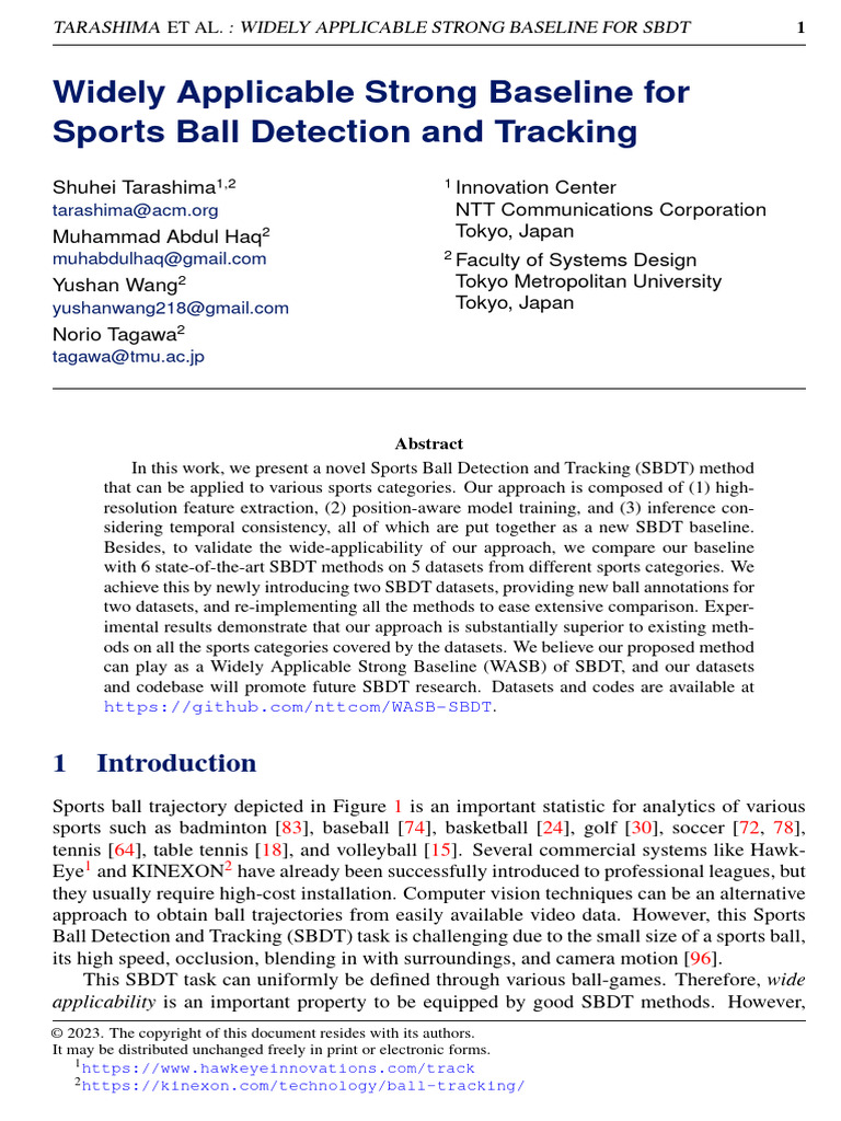 Widely Applicable Strong Baseline For Sports Ball Detection and ...