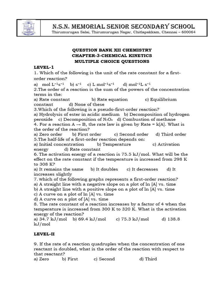 Chemical Kinetics Qb | PDF