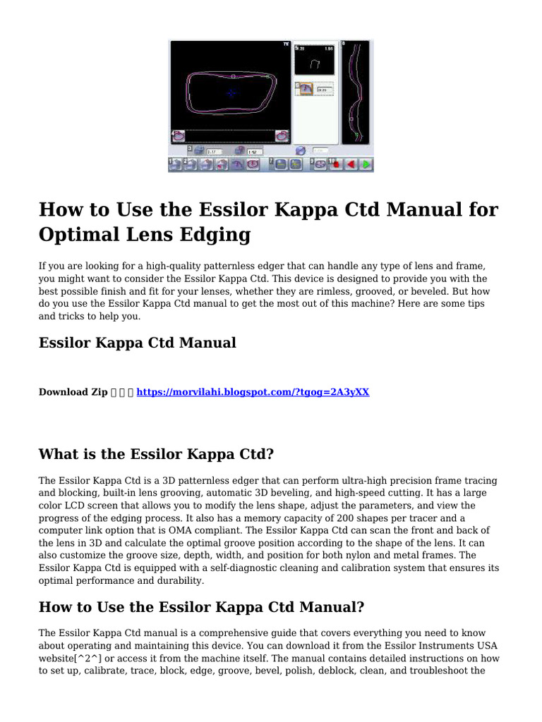 Essilor Kappa CTD Manual | PDF