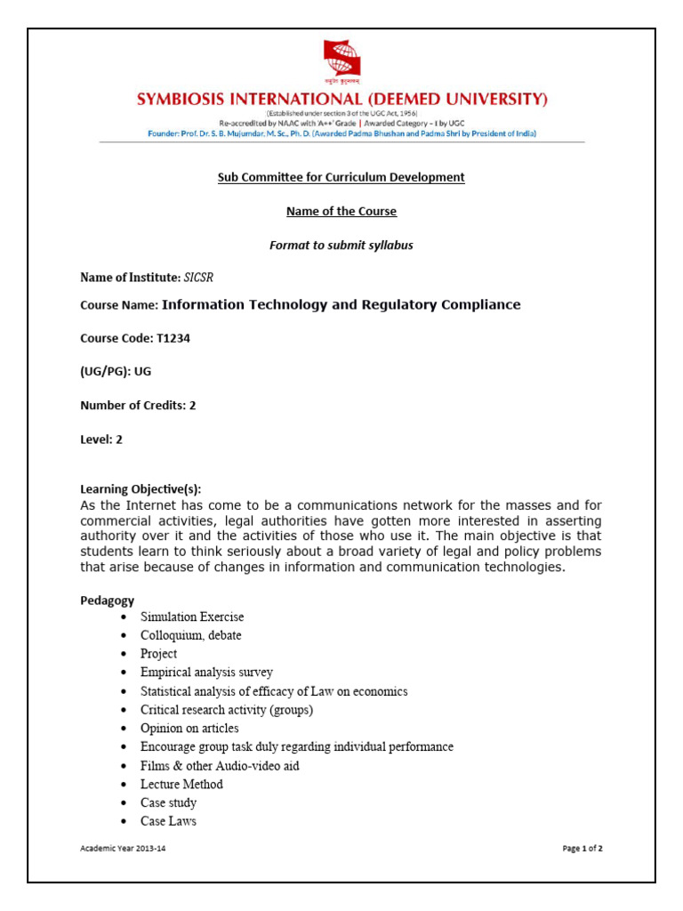 502-T1234-Information Technology and Regulatory Compliance | PDF