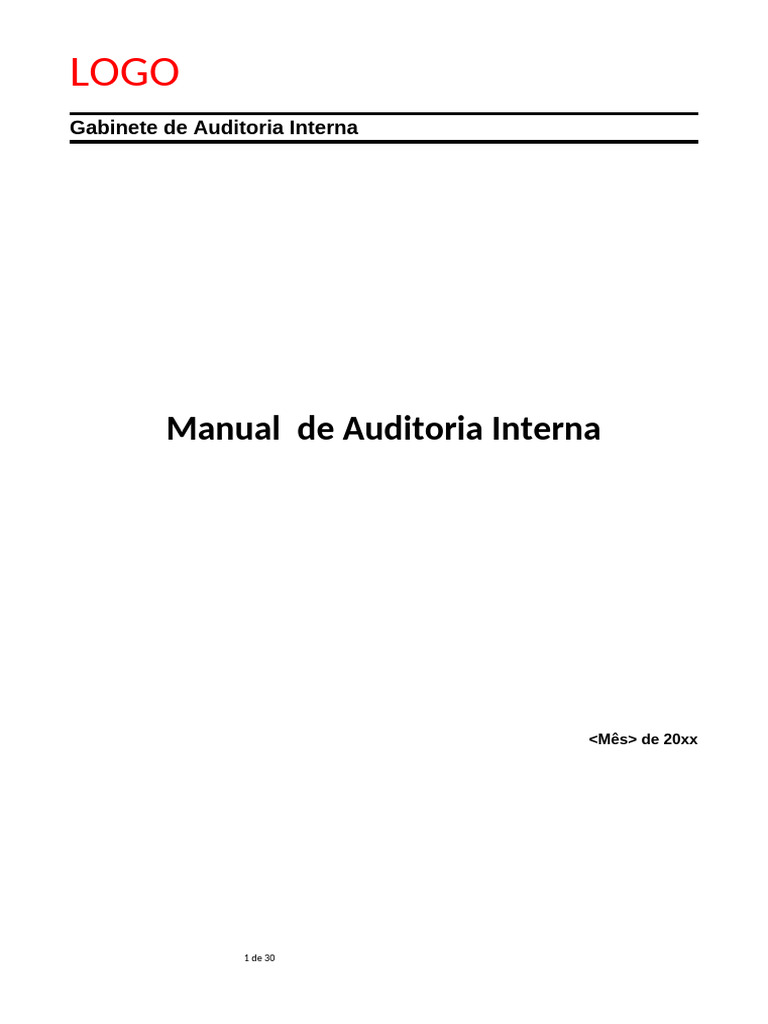Manual de Auditoria Interna GAI 20xx | PDF