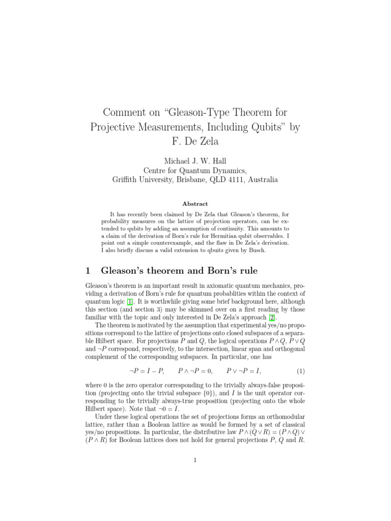 Comment On "Gleason-Type Theorem For Projective Measurements, Including ...