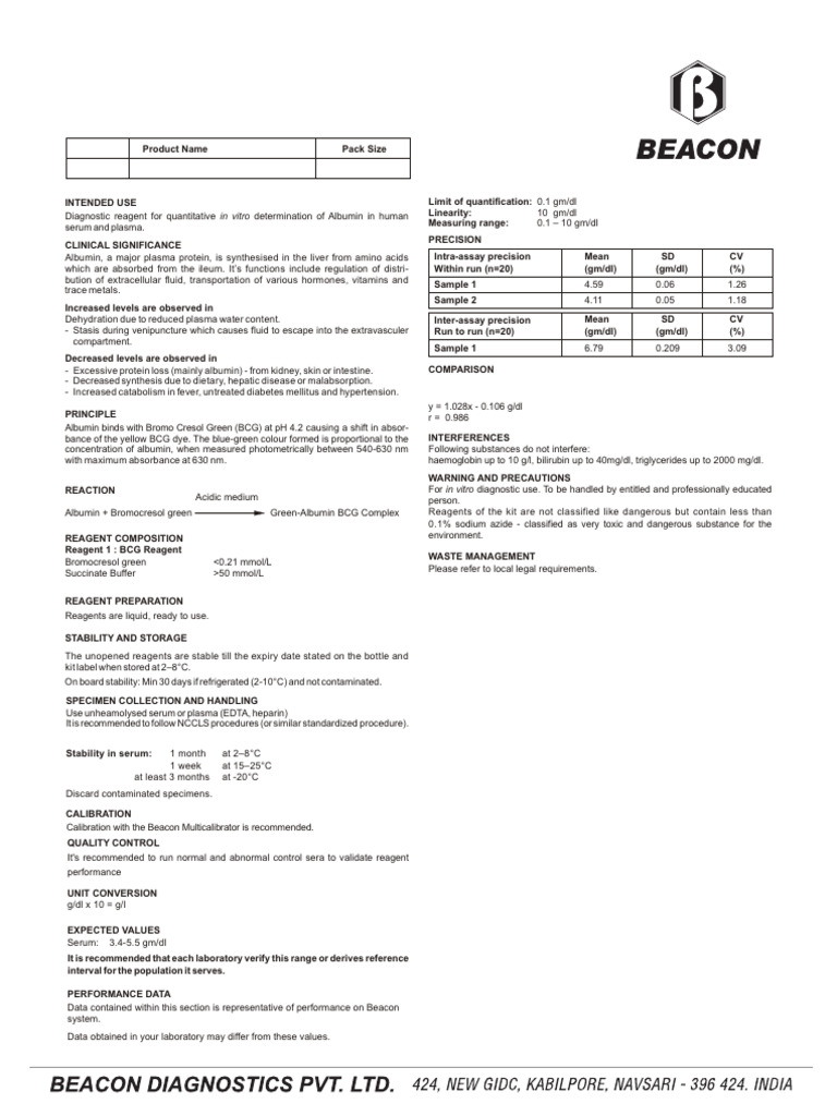 Albumin System Pack Ifu | PDF
