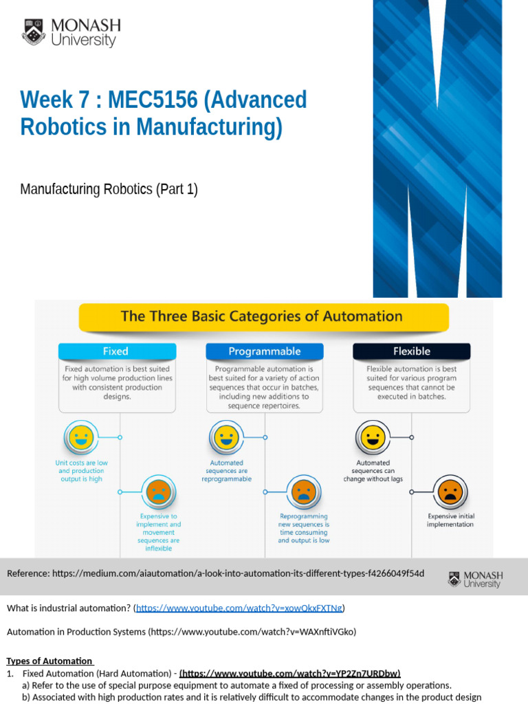Week 6 (Class) - Manufacturing Robotics Part 1 | PDF