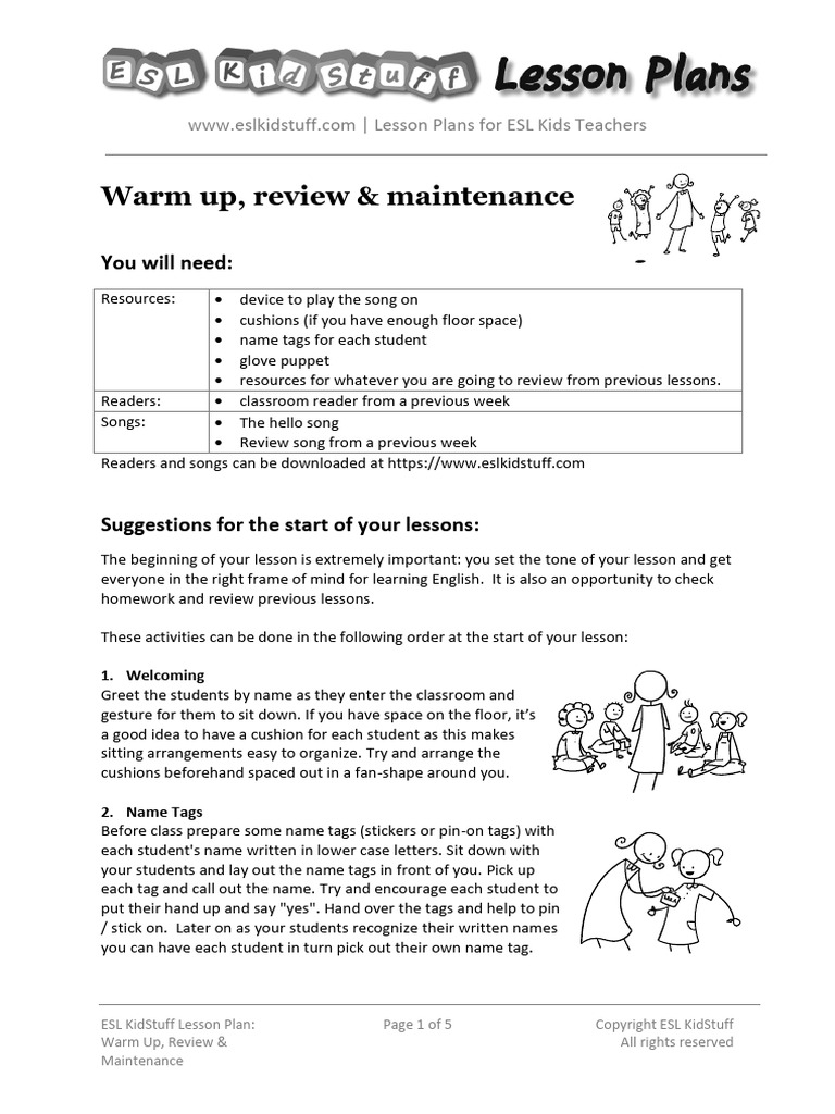 Warm-Up-Lesson-Plan (Calentamientoprevio A La Sesión) | PDF