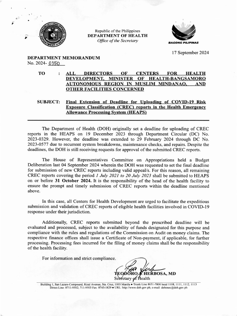 DM 2024-0350 Final Extension of The Deadline of Submission of CREC ...
