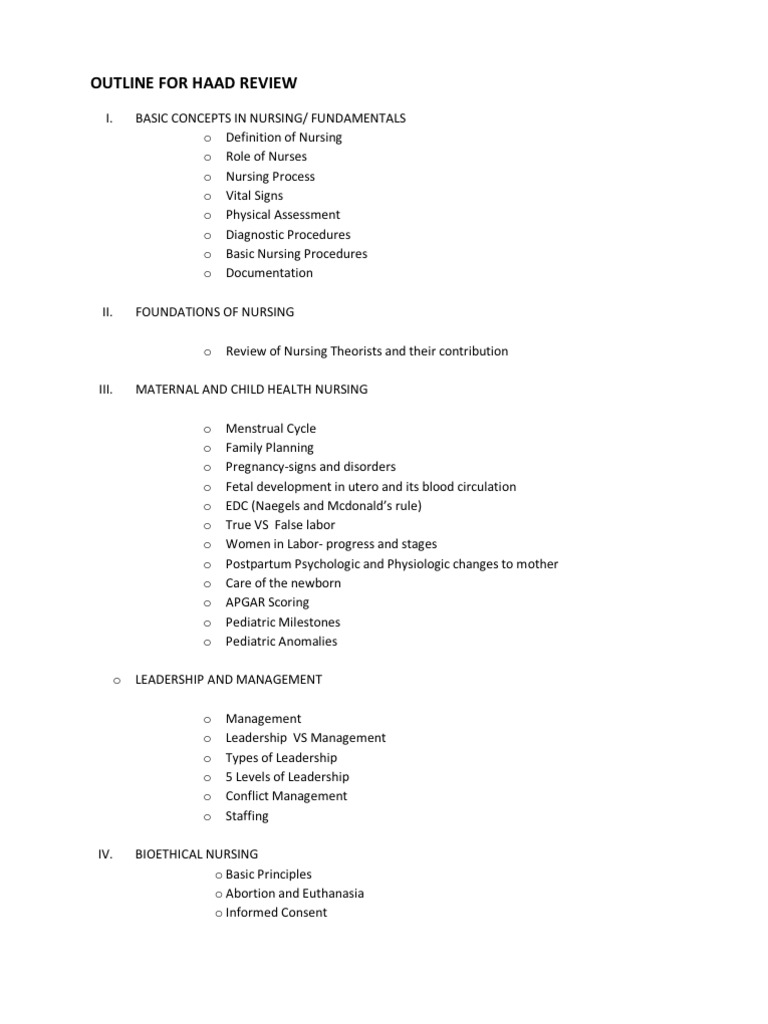 Outline For Haad Review | PDF