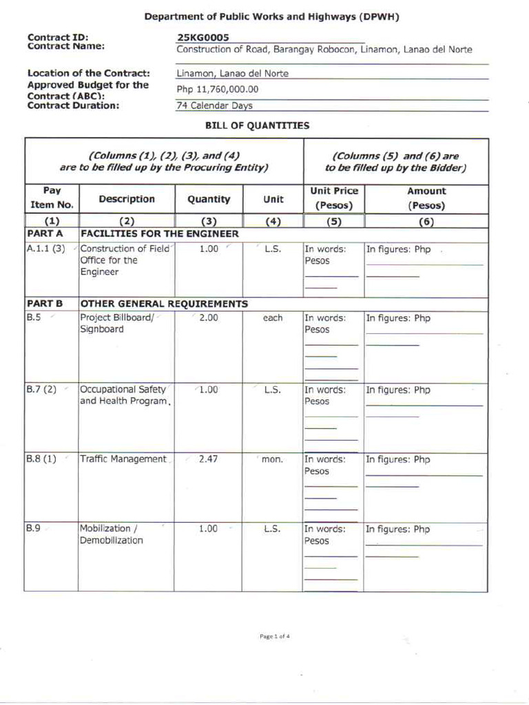 25KG0005-BOQ-and-Equipment-Requirements | PDF