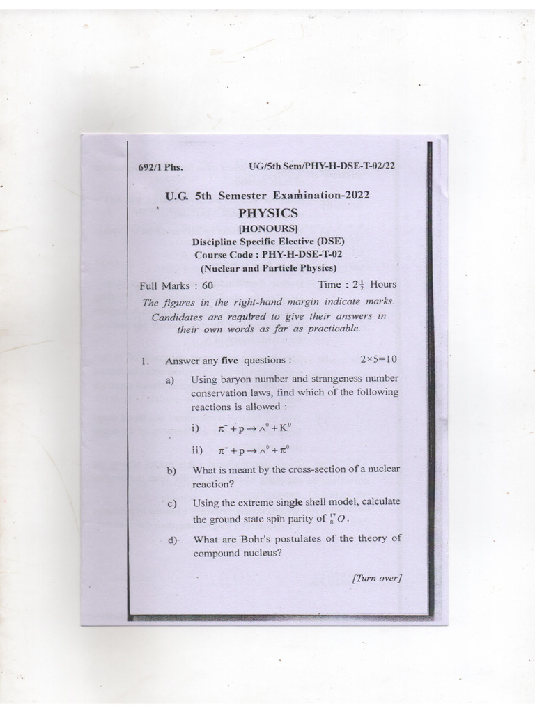 Phy H Dse T 02 | PDF