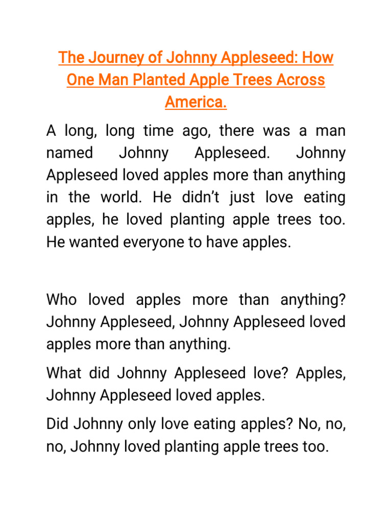 Johnny Appleseed-Story Retelling | PDF