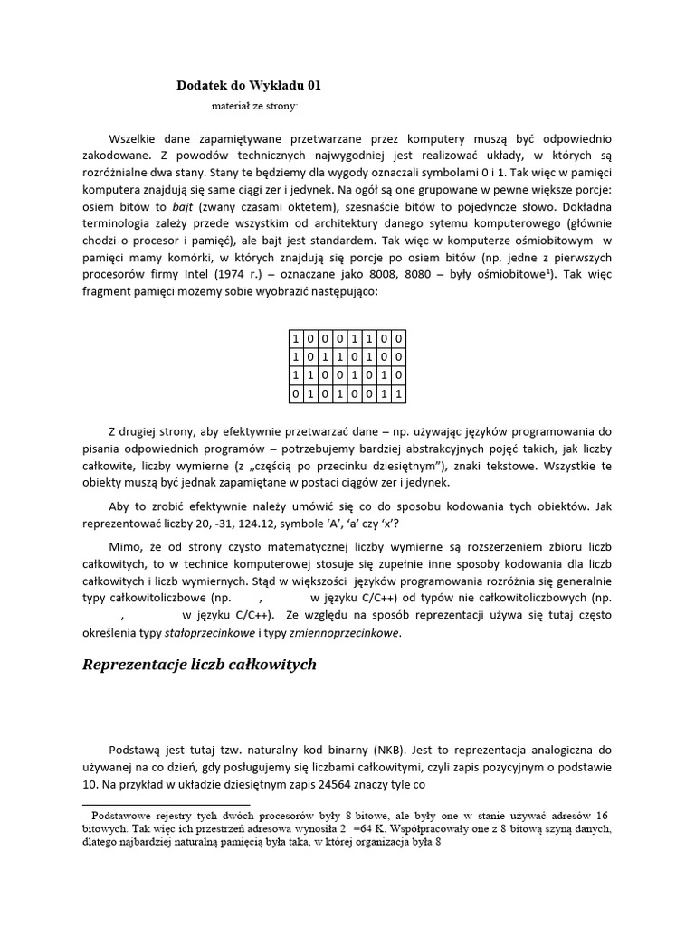 Kodowanie Liczb Standard IEEE 754 | PDF