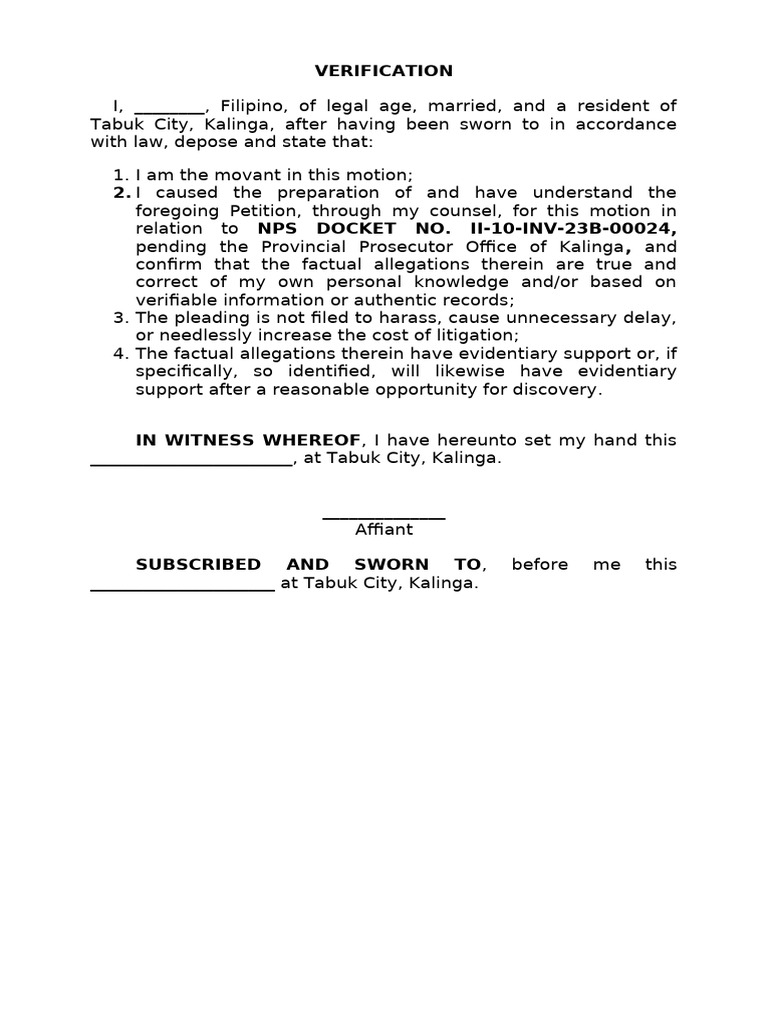 VERIFICATION Sample Civil | PDF