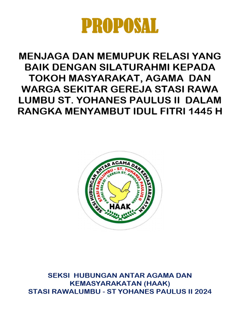 Proposal Silaturahmi Lebaran HAAK - YP2 Tahun 2024 | PDF