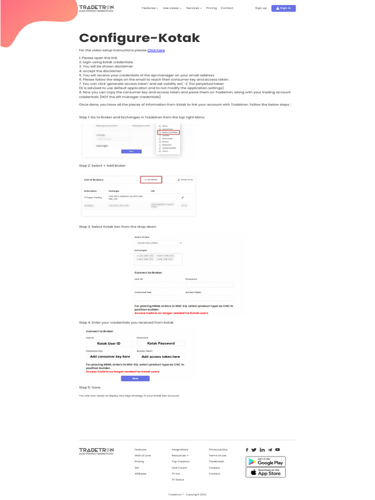 tradetron_tech_html_view_Configure_Kotak | PDF