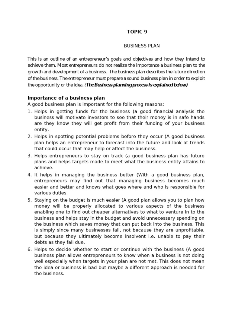 Topic 4 Business Plan | PDF | Entrepreneurship | Finance & Money Management