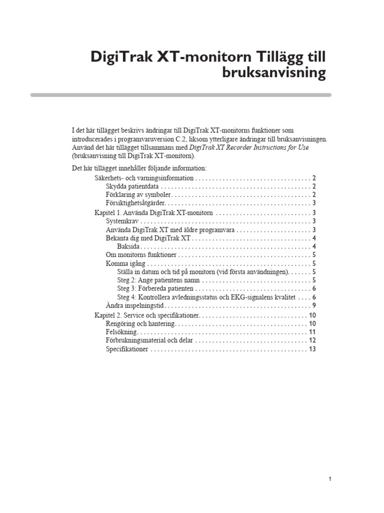 DigiTrak XT IFU Addendum Swedish | PDF