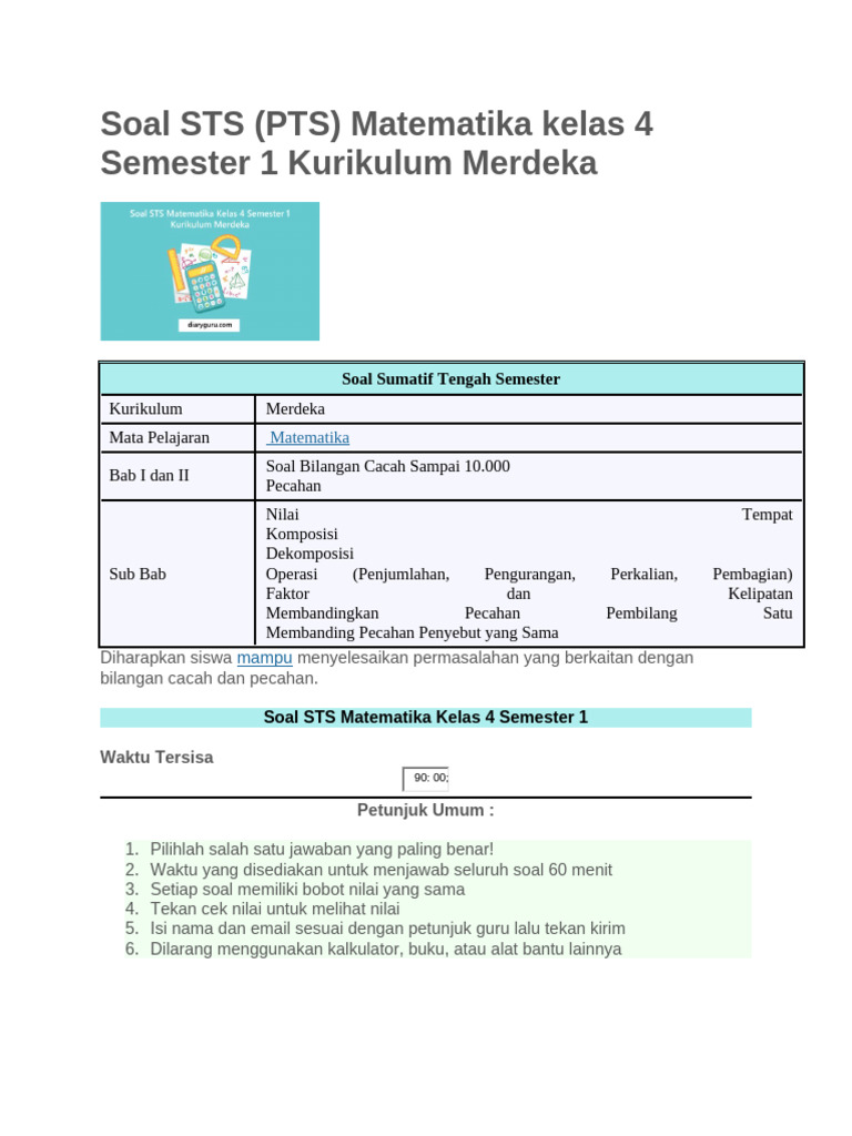 Soal STS MTK | PDF